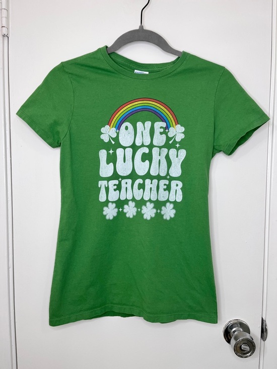 Port and Company | Tops | One Lucky Teacher Bright Green Shirt | Poshmark